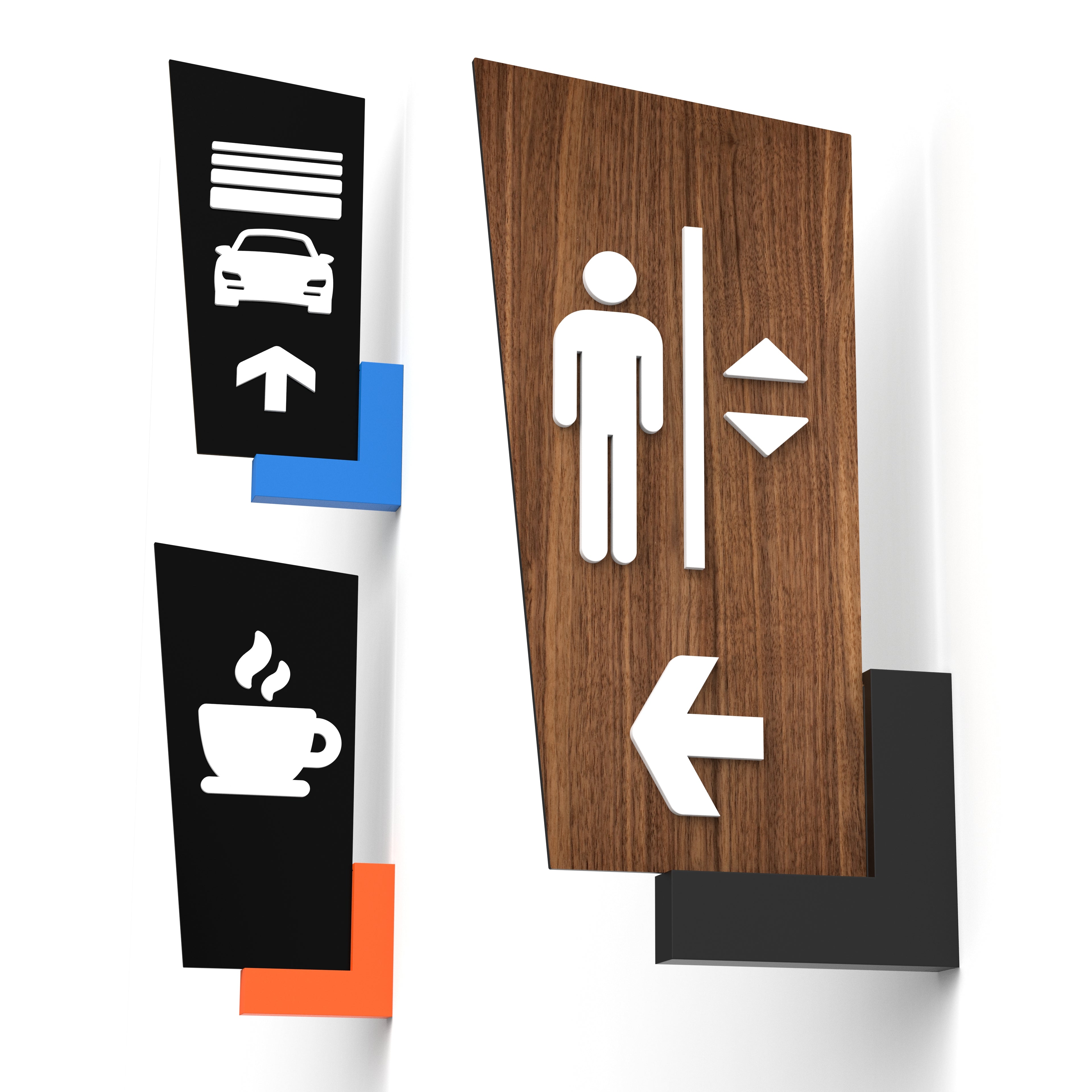 Classic - Wayfinding Signs Arrows – Toilet & Custom Symbols - Set of 3