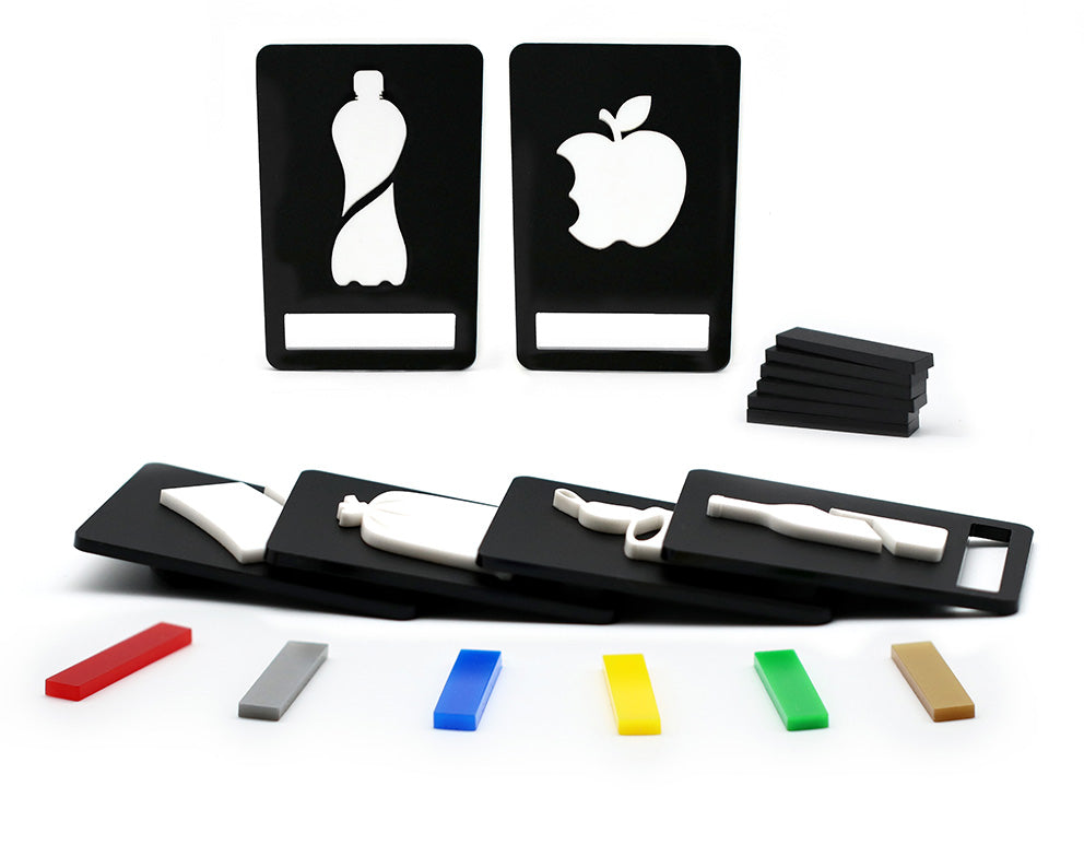 6 Adhesive Waste Sorting Plaques - Elegant, Trapezoid | SIGNS.style